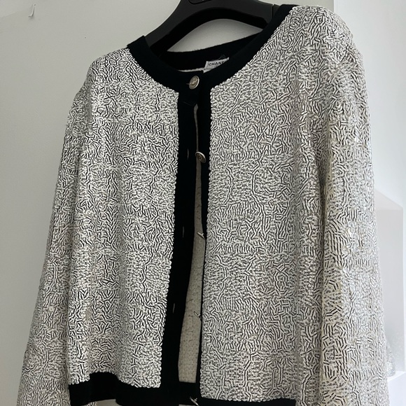 CHANEL | Sweaters | Copy Chanel Black And White Sequin Newspapers Cc ...